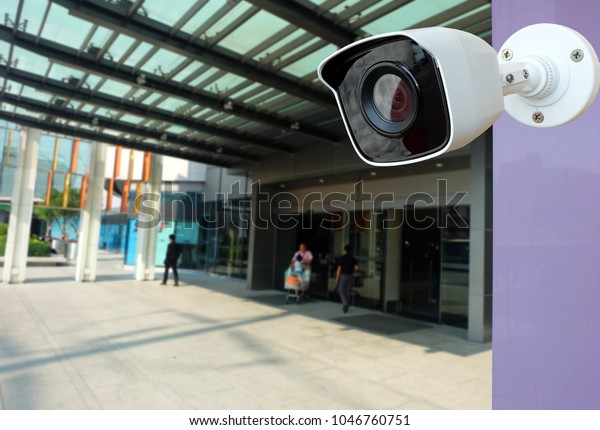 Closeup Cctv Camera Security Blurred Building Stock Photo 1046760751 ...