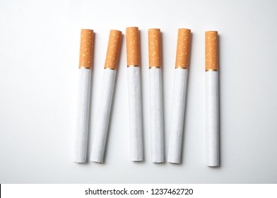 Closeup Cigarettes Alignment On White Background Stock Photo 1237462720 ...