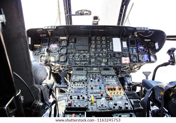 Closeup Complex Cockpit Controls Flight Instruments Stock Photo ...