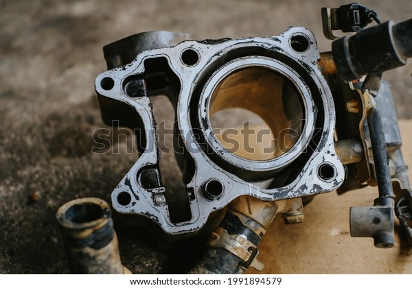 Closeup Damaged Motorcycle Engine Block Stock Photo 1991894579 ...