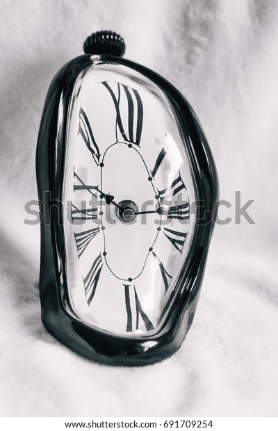 Closeup Distorted Soft Melting Clock Isolated Stock Photo (Edit Now ...