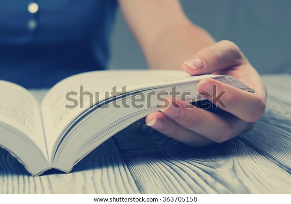 Closeup Hand Open Book Reading Concept Stock Photo 363705158 | Shutterstock