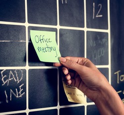Woman pulling sticky note, a Person Photo by rawpixel