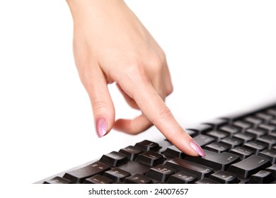 Closeup Hand Touching Computer Keys During Stock Photo (Edit Now) 24007660