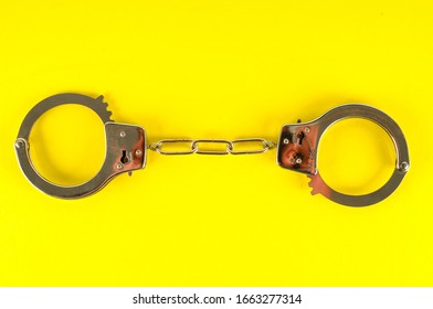 Closeup Handcuffs Object On White Background Stock Photo 1663277314 ...