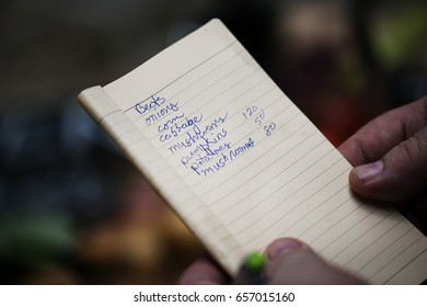 Closeup Hands Holding Vegetable Note List Stock Photo 657015160 ...