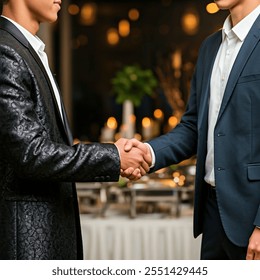 Close-up Handshake Between Two Young Men Gambar yang dibuat AI ...