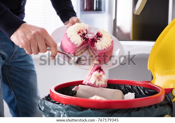 Closeup Human Hand Throwing Cake Trash Stock Photo (Edit Now) 767179345
