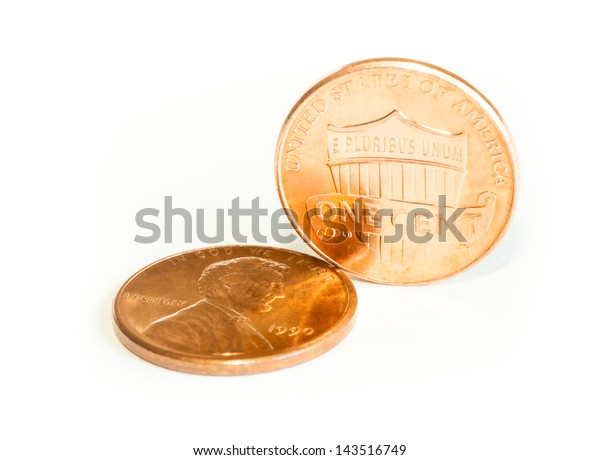 Closeup Image Two Pennies Set Innovative Stock Photo 143516749 ...