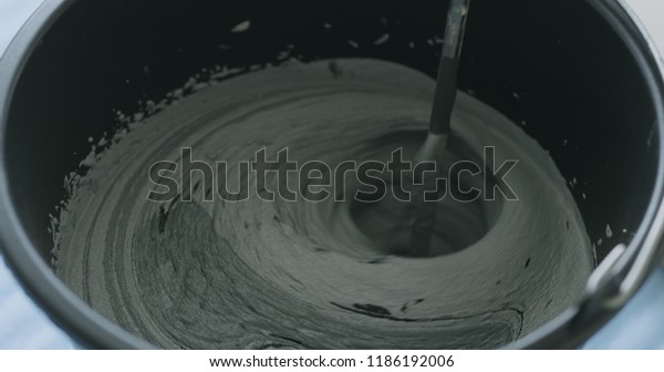 Closeup Mixing Dark Gray Micro Concrete Stock Photo 1186192006 ...