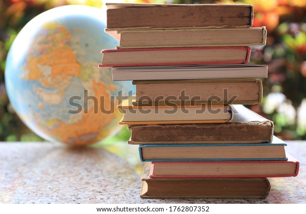 Closeup Multiple Old Books Overlapping Selective Stock Photo 1762807352 ...