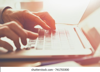 Closeup Office Worker Using Computer Keyboard Stock Photo (Edit Now ...