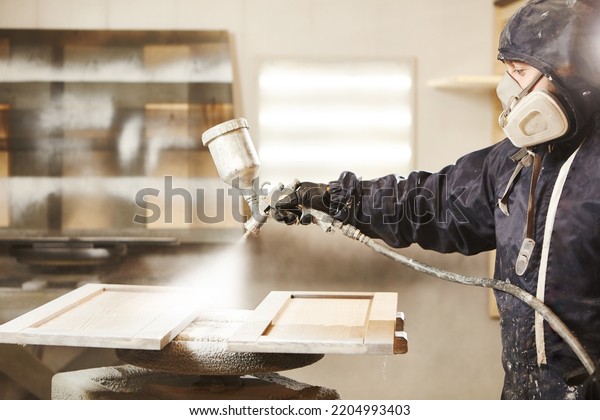 Closeup Portrait Worker Using Spray Gun Stock Photo 2204993403 ...