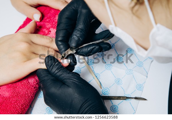 Closeup Process How Do Manicure Putting Stock Photo 1256623588 ...