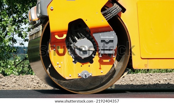 Closeup Road Construction Works Roller Compactor Stock Photo 2192404357 ... Closeup Road Construction Works Roller Compactor Stock Photo 2192404357 ...