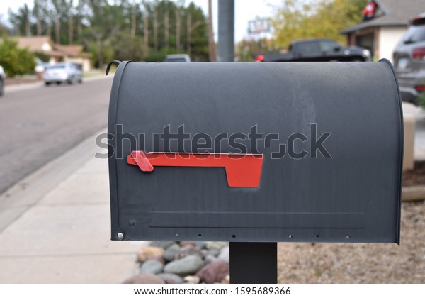 Closeup Side View Mailbox Seen Street Stock Photo 1595689366 | Shutterstock