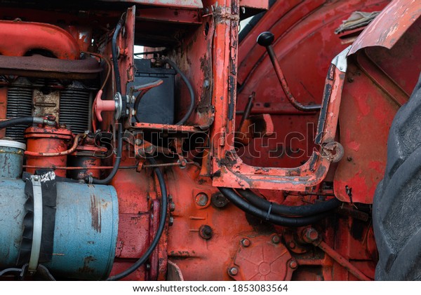 Closeup Side View Old Tractor Engine Stock Photo 1853083564 | Shutterstock
