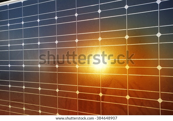 Closeup Solar Panels Reflection Sunlight Stock Photo (Edit Now) 384648907