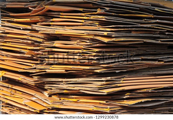 Closeup Squashed Paper Boxes Ready Recycling Stock Photo 1299230878 ...