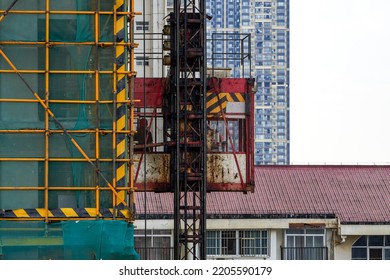 Closeup Temporary Construction Elevator Used On Stock Photo 2205590179 ...
