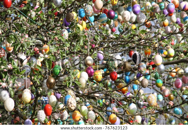 Closeup Traditional Easter Egg Tree Saalfeld Stock Photo 767623123 ...