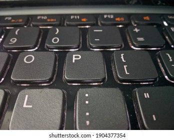 Closeup View Black Computer Keyboard Highlighting Stock Photo ...