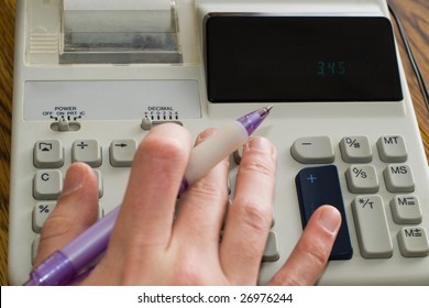 Closeup View Hand Using Calculator Doing Stock Photo 26976244 ...