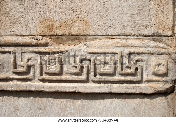 Closeup View Patterns Hadrians Temple Ephesus Stock Photo 90488944 ...