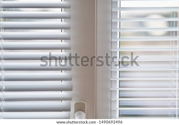 Closeup View Window Horizontal Blinds White Stock Photo 1490692496 ...