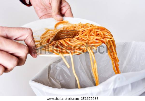 Closeup Young Man Throwing Leftover Plate Stock Photo (Edit Now) 353377286