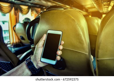 Closeup Young Man Using Smartphone Bus Stock Photo 672592375 | Shutterstock