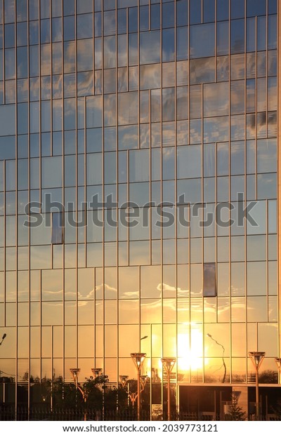Clouds Sunset Reflection Glass Office Building Stock Photo 2039773121 ...