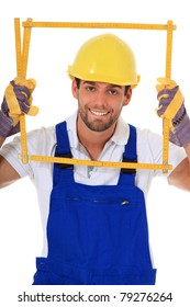 Clumsy Construction Worker Looking Through Folding Stock Photo 79276264 ...
