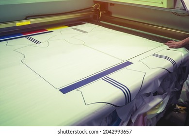 Cnc Clothing Cutting Machine Pattern Cutting Stock Photo 2042993657 ...