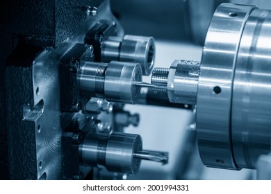 Cnc Lathe Machine Thread Cutting Metal Stock Photo 2001994331 ...
