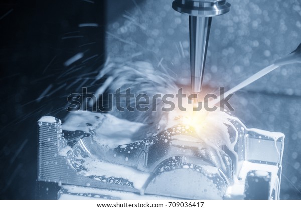 Cnc Milling Machine Cutting Sample Part Stock Photo (Edit Now) 709036417