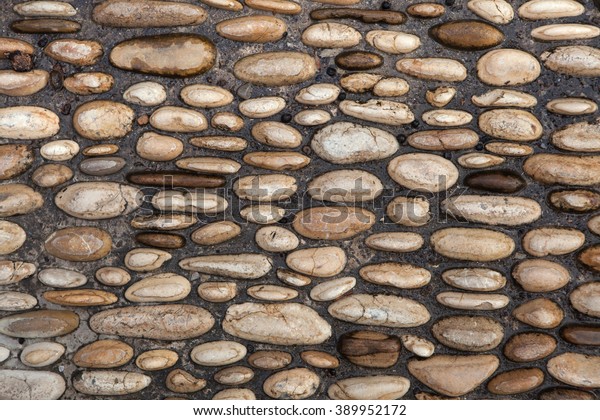 Cobbled Pavement Made River Rounded Pebbles Stock Photo 389952172 ...