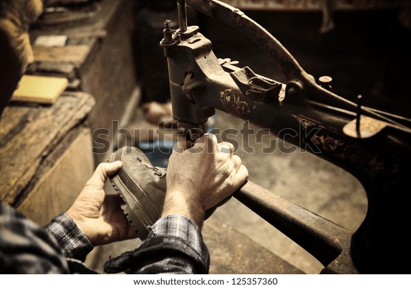 Cobbler Work Sewing Machine Stock Photo (Edit Now) 125357360