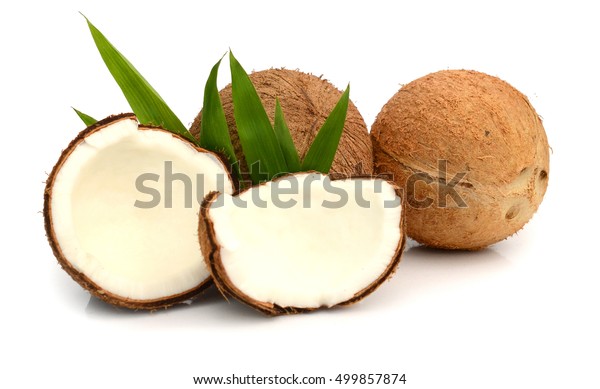 Coconut Coconuts Fruit Sliced Portion Fruits Foto Stok 499857874 ...