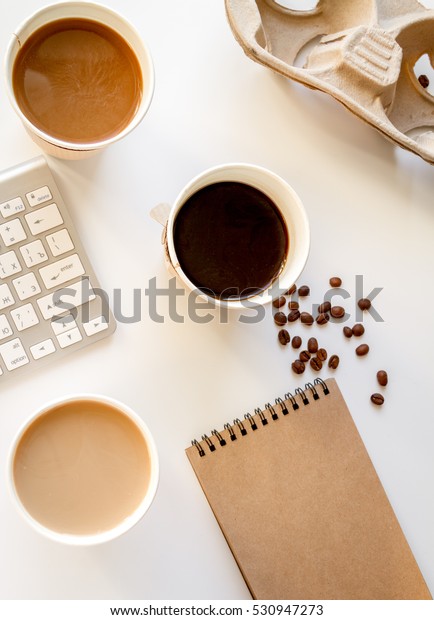 Coffee Break White Background Top View Stock Photo 530947273 | Shutterstock