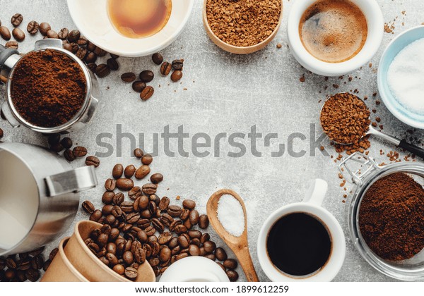 Coffee Concept Different Types Coffee Props Stock Photo (Edit Now ...