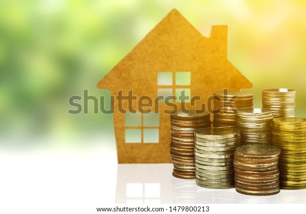 Coin Stack Model House On Wooden Stock Photo 1479800213 | Shutterstock