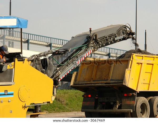 Cold Planer Machine Loading Milled Asphalt Stock Photo 3067469 ...