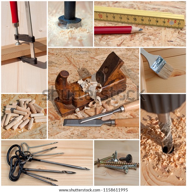 Collage Carpenter Tools Stock Photo 1158611995 | Shutterstock