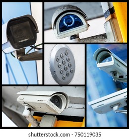 Collage Closeup Security Cctv Camera Surveillance Stock Photo 750119035 ...