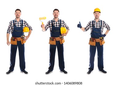Collage Construction Worker Uniform Different Tools Stock Photo (Edit ...