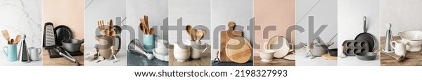 Collage Different Kitchen Utensils Stock Photo 2198327993 | Shutterstock