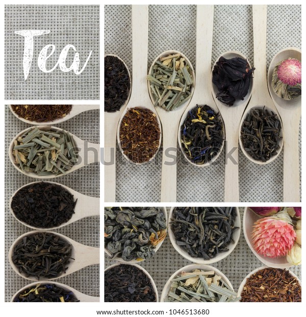 Collage Different Varieties Types Tea Assortment库存照片1046513680 ...