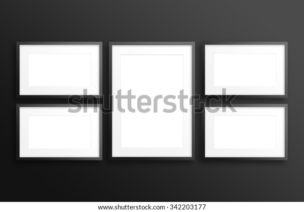 Collage Five Frames On Black Wall Stock Photo 342203177 | Shutterstock