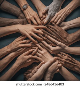 Photo Multicultural Persons Joining Hands Palms AI-generated image ...